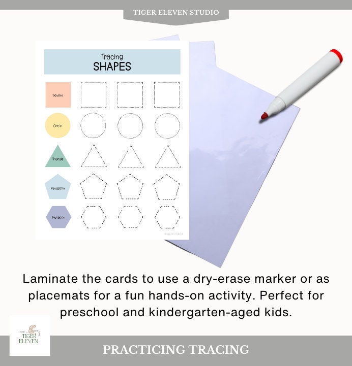 Lines Tracing Kids Practicing Shapes Animals Prewriting Skills Pen ...