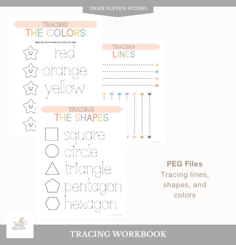 Tracing Workbook Alphabet Lines Numbers Colors Shapes Animals Sheets ...