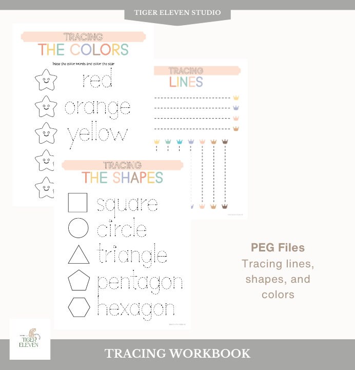 Tracing Workbook Alphabet Lines Numbers Colors Shapes Animals Sheets ...