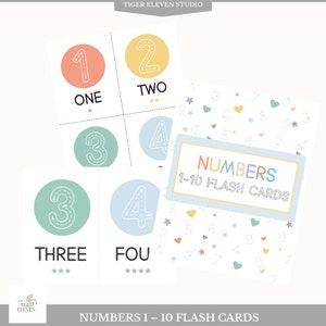Number Tracing Kids 1-10 Flashcards Printable Counting Learn Math ...