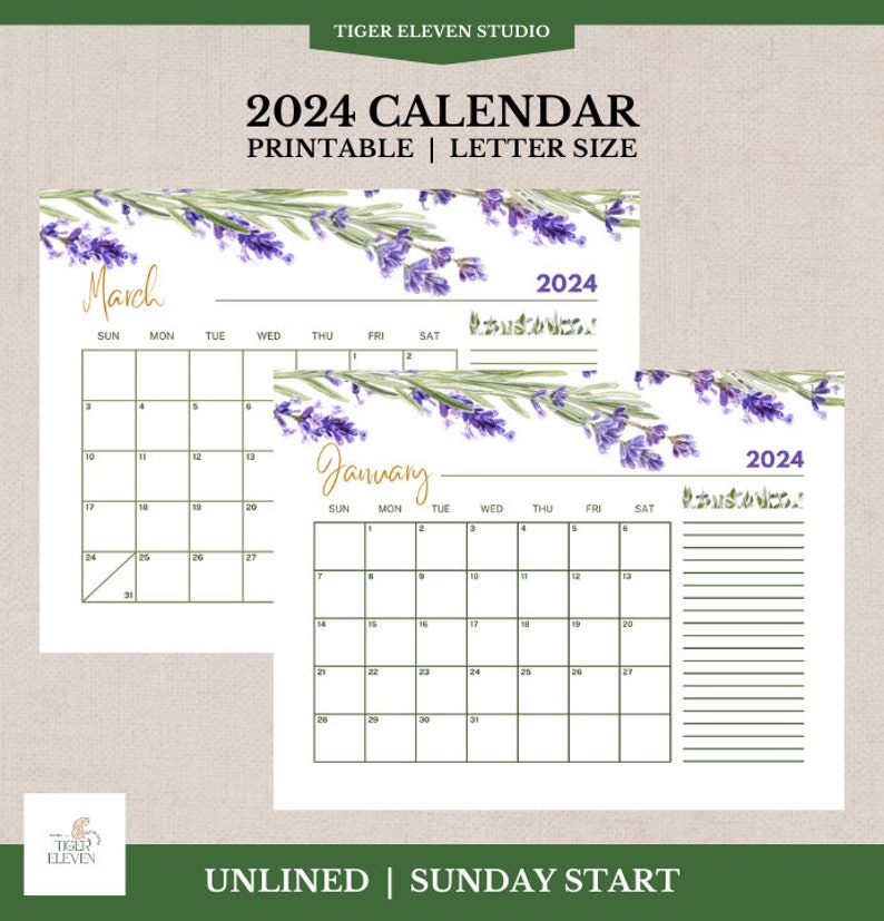 Printable 2024 Calendar, Notes Section, US Holidays, Desk Calendar ...