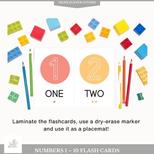 Number Tracing Kids 1-10 Flashcards Printable Counting Learn Math ...