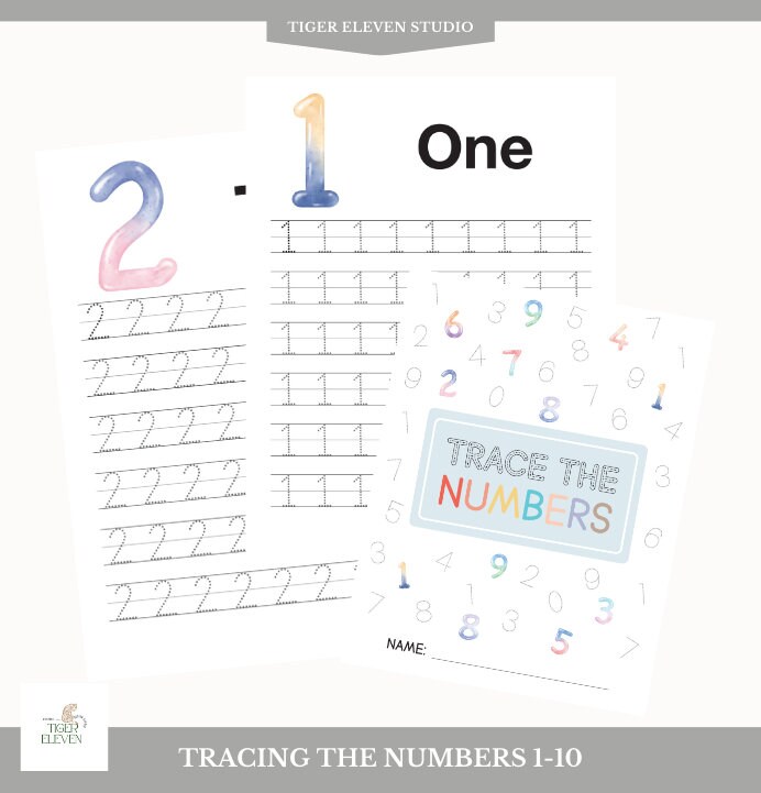 Number Tracing Sheets-handwriting, Practice Sheet-number Practice 1-10 ...