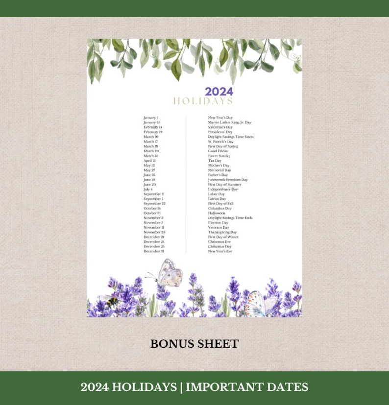 Printable 2024 Calendar, Notes Section, US Holidays, Desk Calendar ...