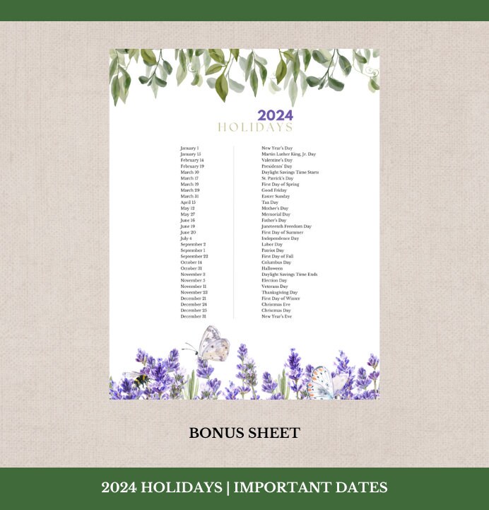 Printable 2024 Calendar, Notes Section, US Holidays, Desk Calendar ...