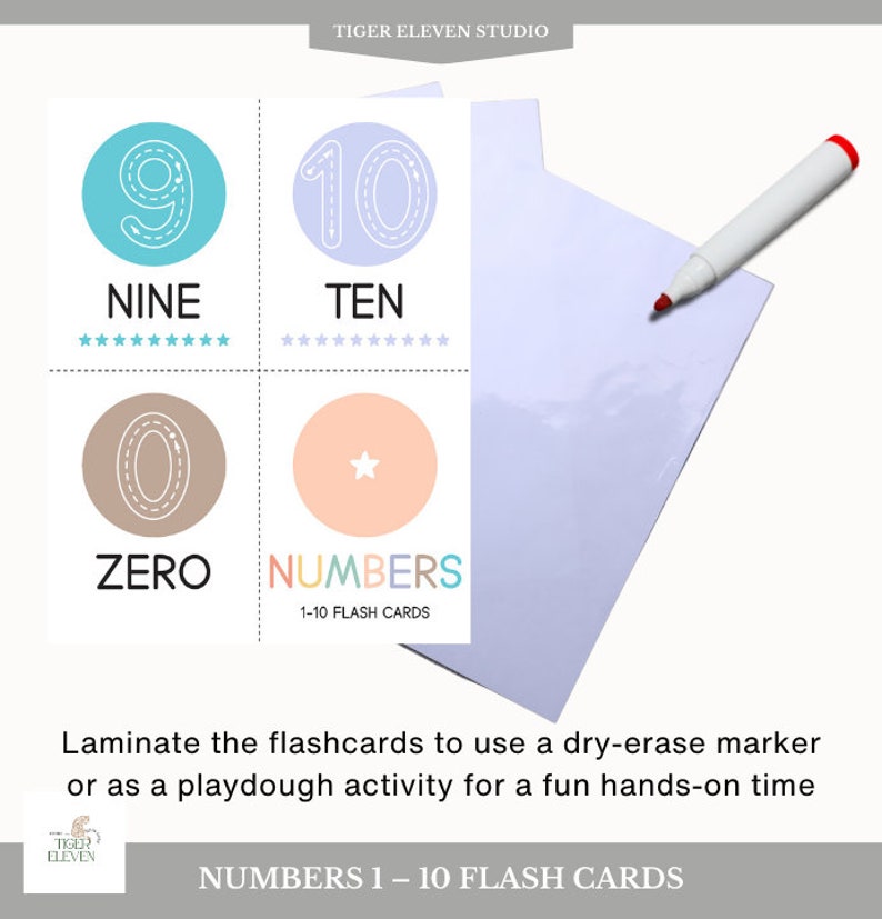 Number Tracing Kids 1-10 Flashcards Printable Counting Learn Math ...