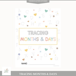 Tracing Days of the Week Months Printable Tracing Worksheet Handwriting ...