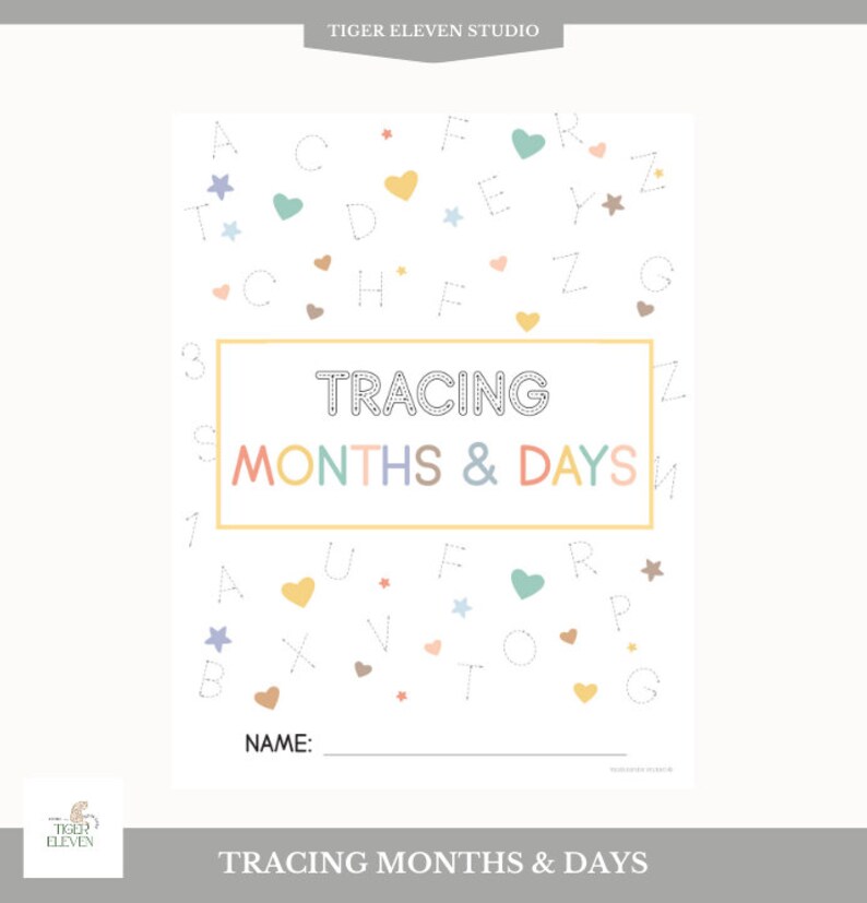 Tracing Days of the Week Months Printable Tracing Worksheet Handwriting ...