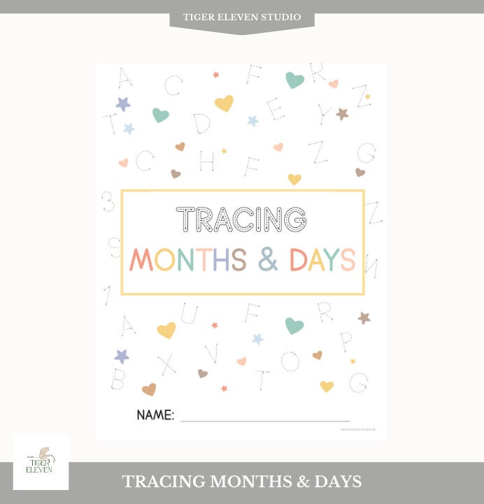 Tracing Days of the Week Months Printable Tracing Worksheet Handwriting ...