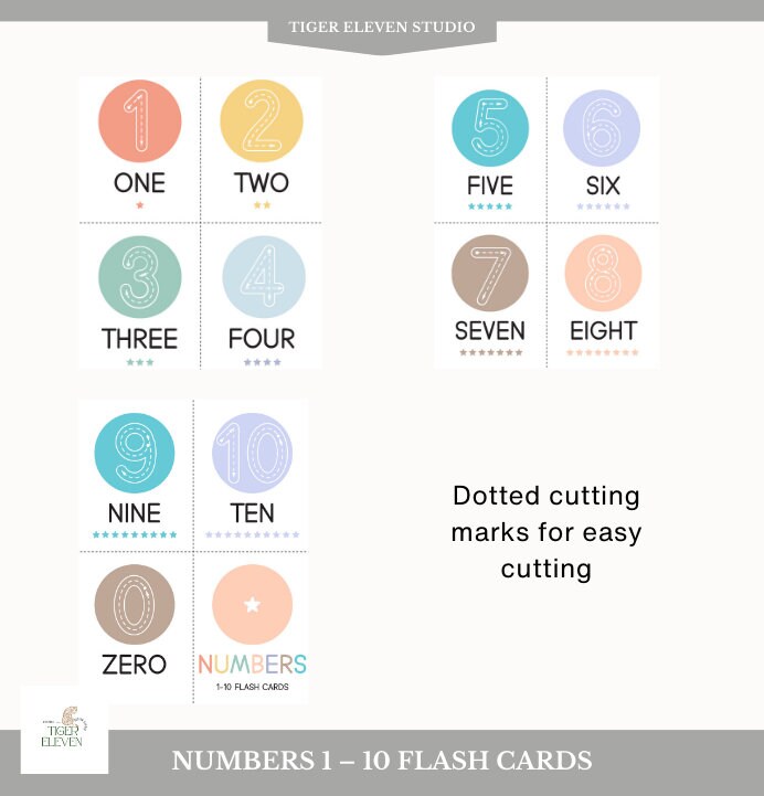 Number Tracing Kids 1-10 Flashcards Printable Counting Learn Math ...