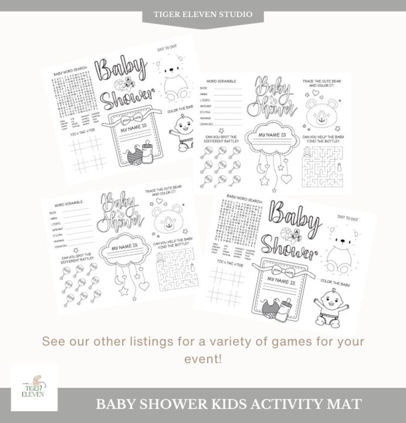 Baby Shower Coloring Activity Placemat It's a Boy | Baby Shower Games ...