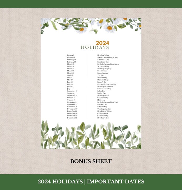 Printable 2024 Calendar, Notes Section, US Holidays, Desk Calendar ...