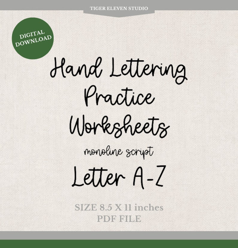 Digital Download Monoline Script Lettering Workbook Worksheets Letter A ...