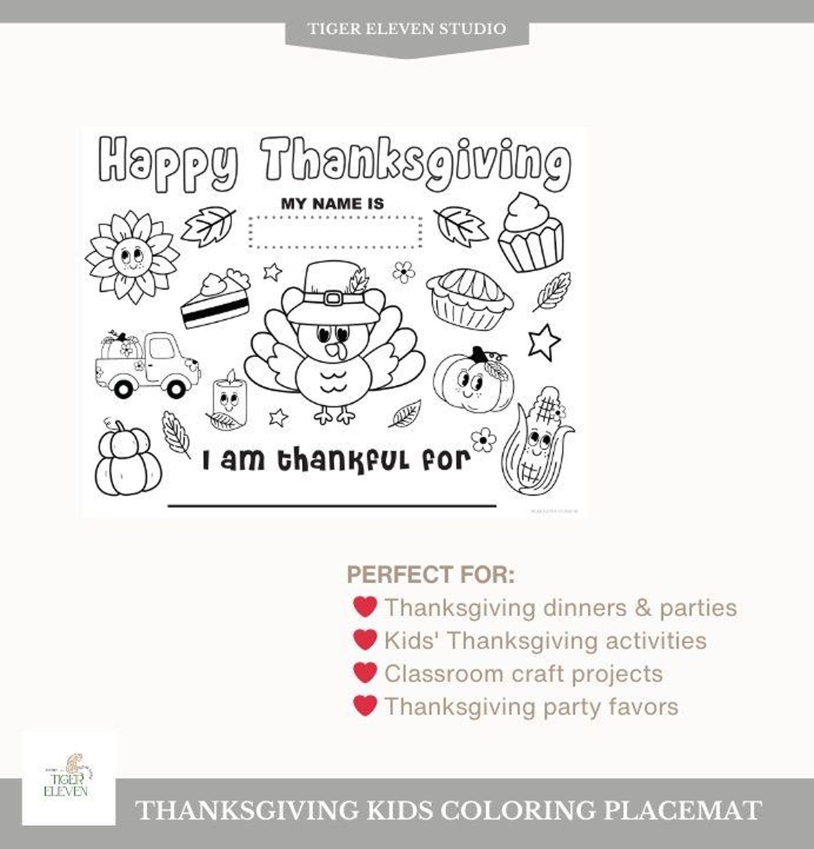 Thanksgiving Coloring Placemat - Printable Thanksgiving Kids Activity ...