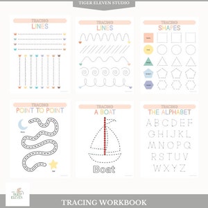 Tracing Workbook Alphabet Lines Numbers Colors Shapes Animals Sheets ...