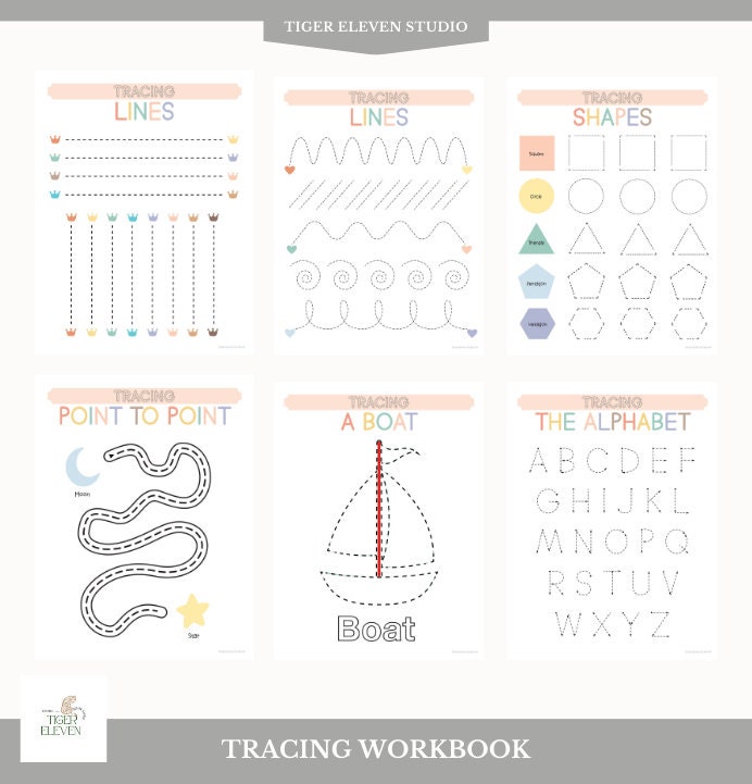 Tracing Workbook Alphabet Lines Numbers Colors Shapes Animals Sheets ...