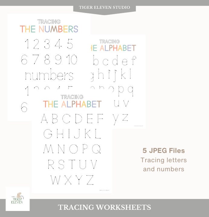 Alphabet Tracing Numbers Colors Shapes Sheets-handwriting Preschool ...