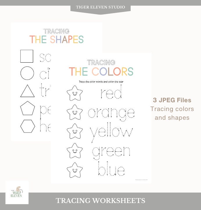 Alphabet Tracing Numbers Colors Shapes Sheets-handwriting Preschool ...