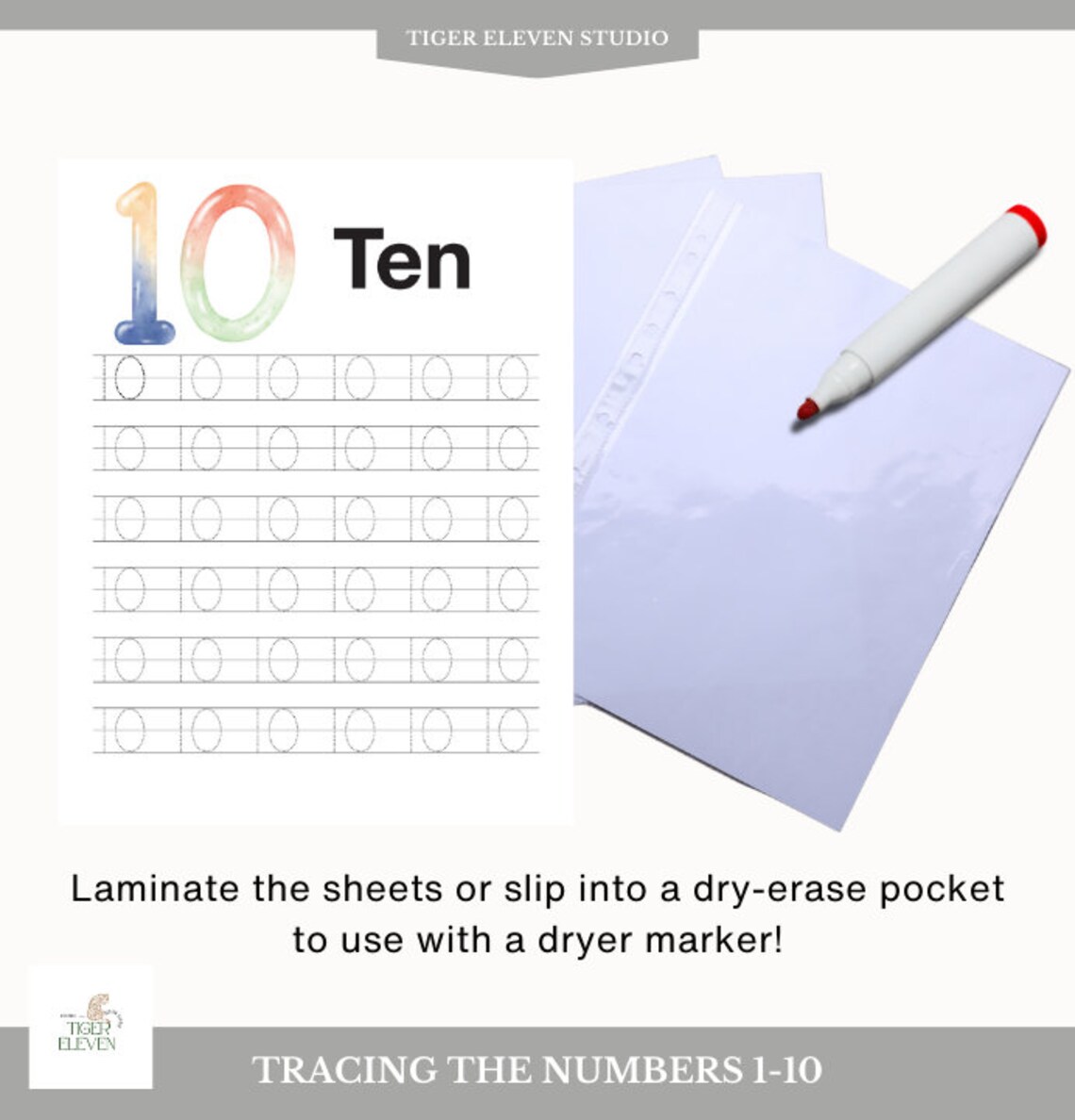 Number Tracing Sheets-handwriting, Practice Sheet-number Practice 1-10 ...