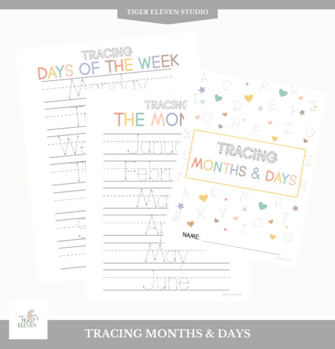 Tracing Days of the Week Months Printable Tracing Worksheet Handwriting ...