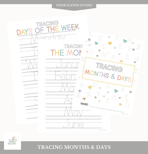 Printable Days Of The Week Worksheet Traceable Worksheet Etsy