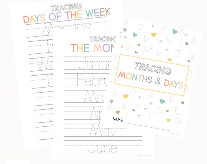 Tracing Days of the Week Months Printable Tracing Worksheet Handwriting ...