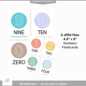 Number Tracing Kids 1-10 Flashcards Printable Counting Learn Math ...
