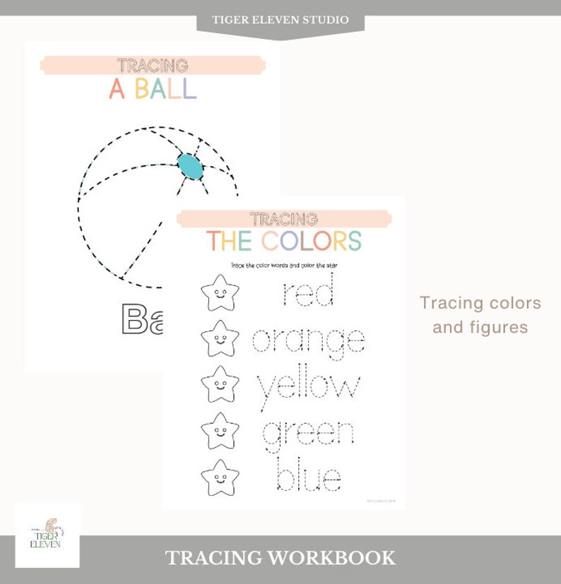 Tracing Workbook Alphabet Lines Numbers Colors Shapes Animals Sheets ...