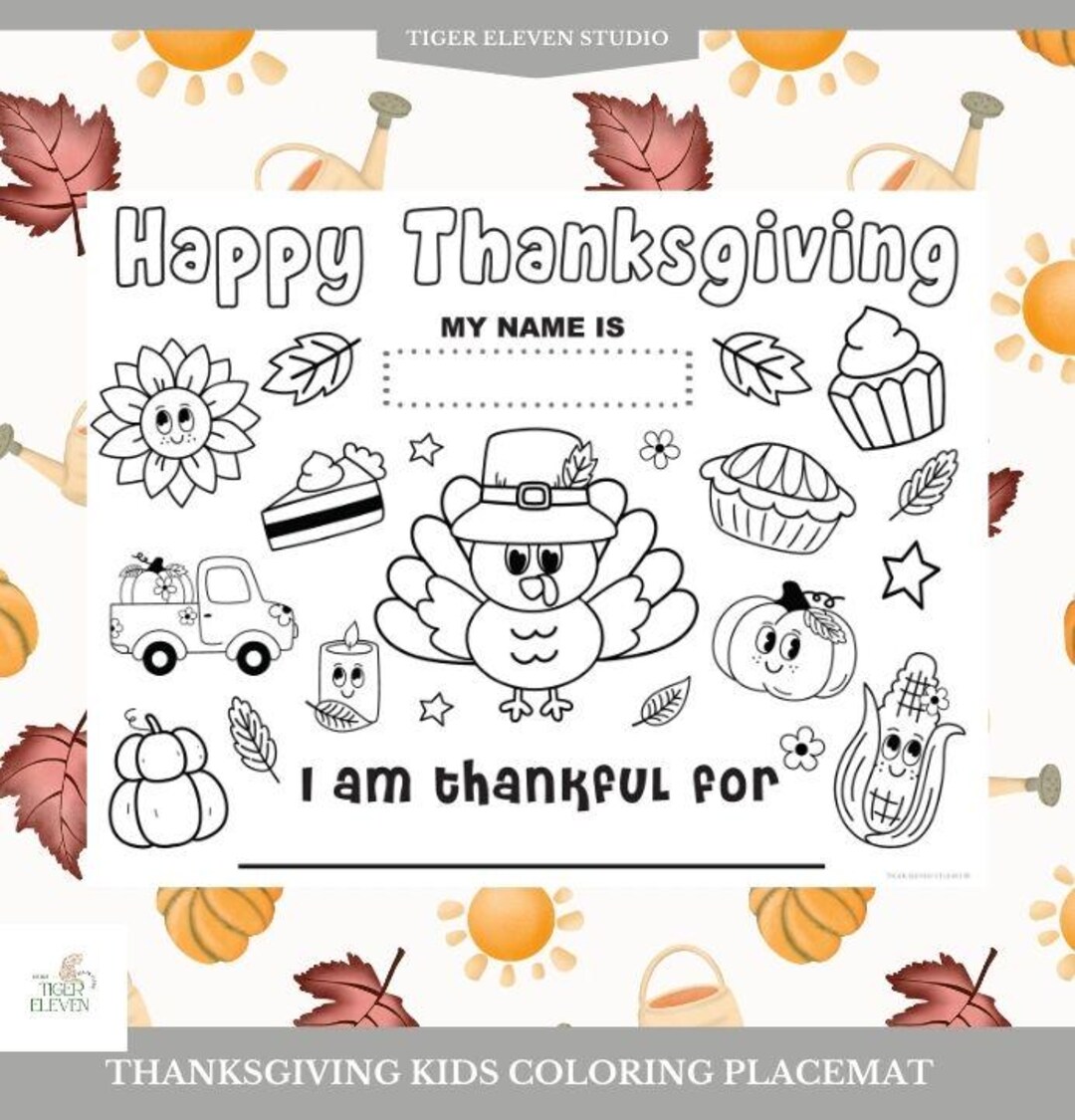 Thanksgiving Coloring Placemat - Printable Thanksgiving Kids Activity ...