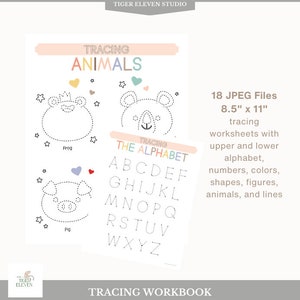 Tracing Workbook Alphabet Lines Numbers Colors Shapes Animals Sheets ...