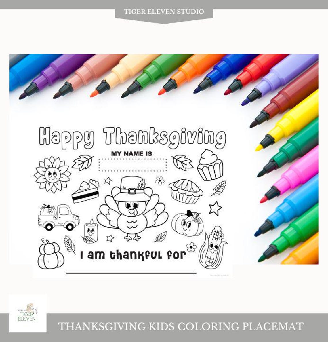 Thanksgiving Coloring Placemat - Printable Thanksgiving Kids Activity ...