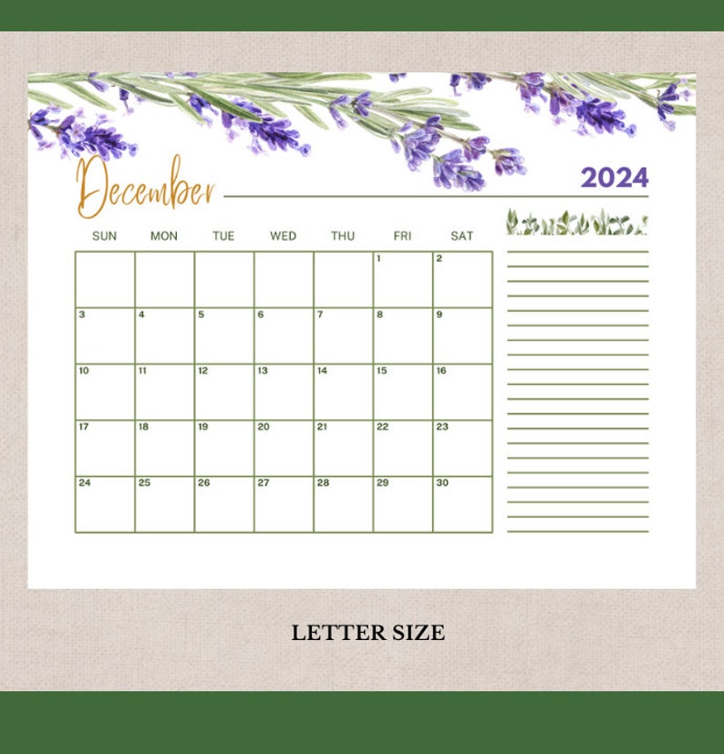Printable 2024 Calendar, Notes Section, US Holidays, Desk Calendar ...