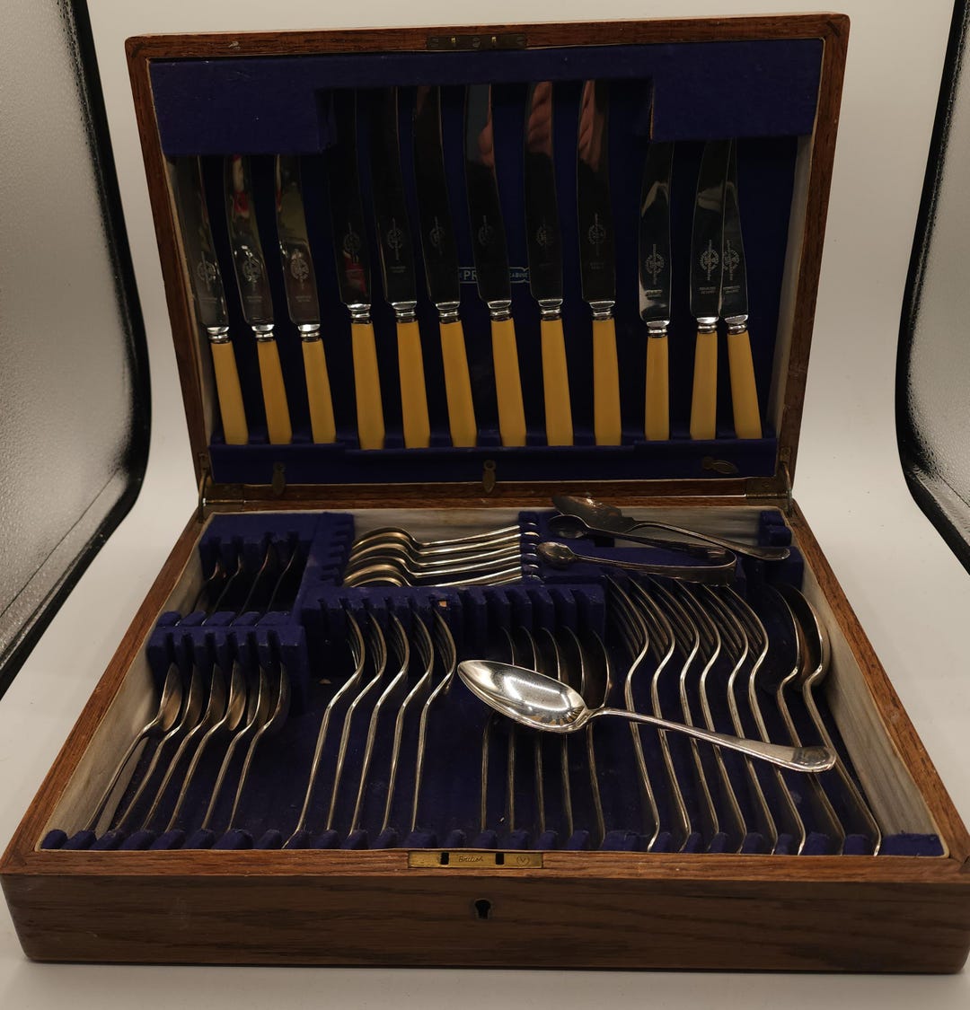 Antique Sheffield SILVERWARE SET in Box Silver Plate and Celluloid ...