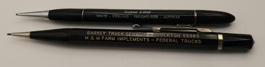 Two (2) 1950's Vintage MECHANICAL PENCILS- Advertising GARVEY Truck ...