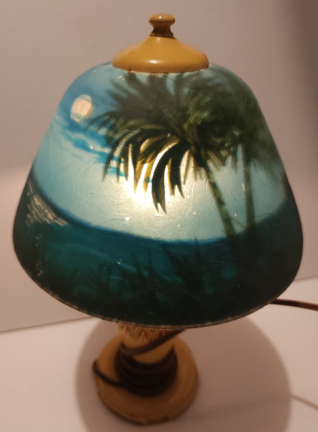 Antique MOE BRIDGES Art Deco Table or Desk Lamp Tropical HAWAII Painted ...