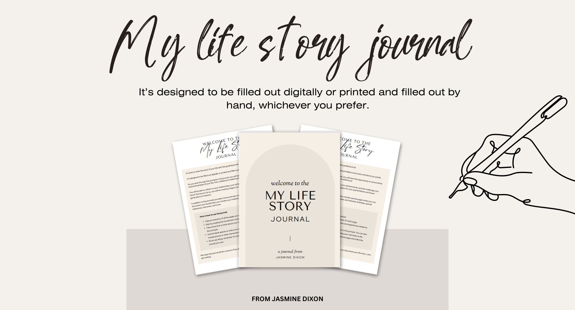 Life Story Journal Template Personal Memoir Writing Pages Memory Book ...