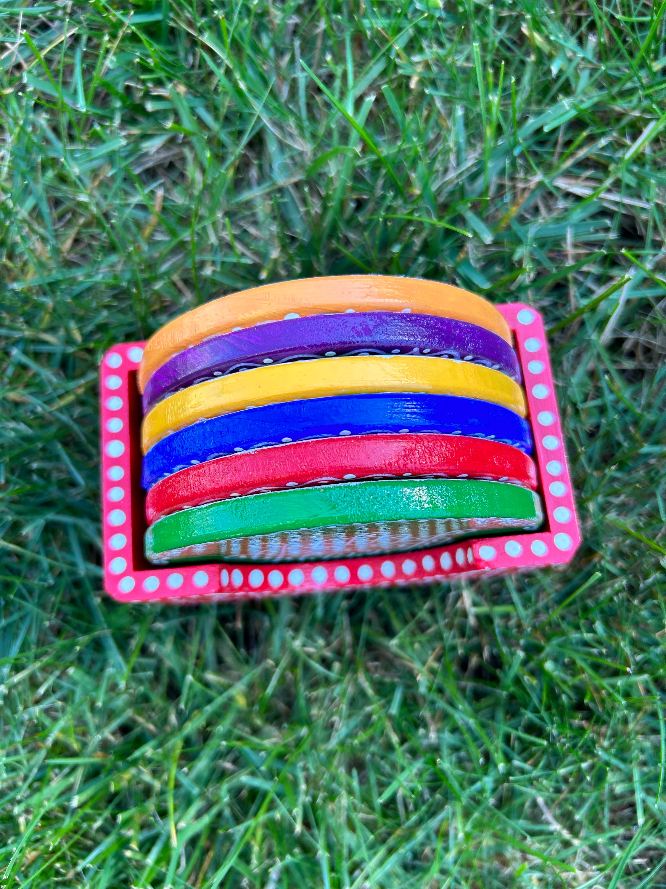 Indian Traditional Kolam Coasters-hand Painted Set of 6 With Holder ...