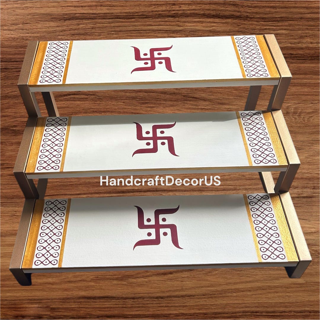 Handpainted 3-step Deity Stand: Golu Stand, Housewarming Decor, Pooja ...