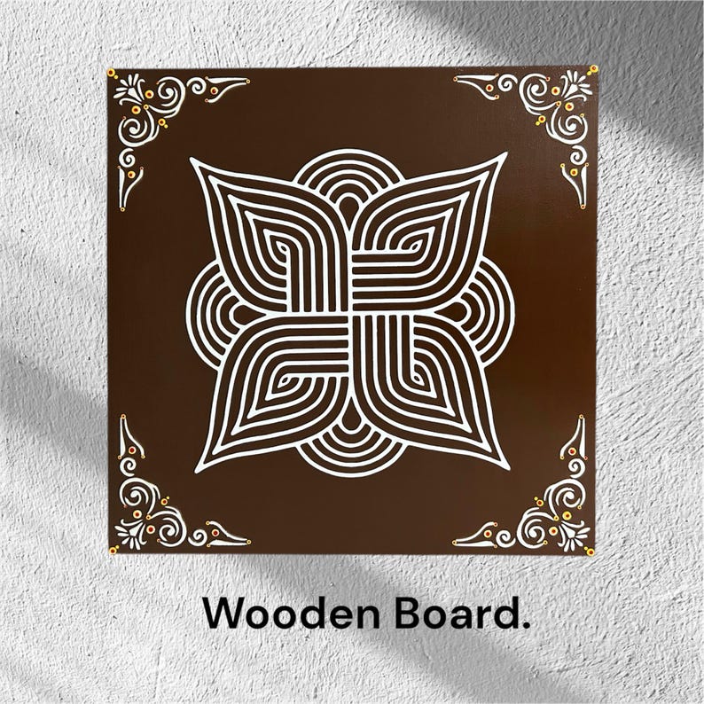 Padi Kolam Wooden Canvas, Indian Rangoli Wall Art, Pooja Decor - Etsy