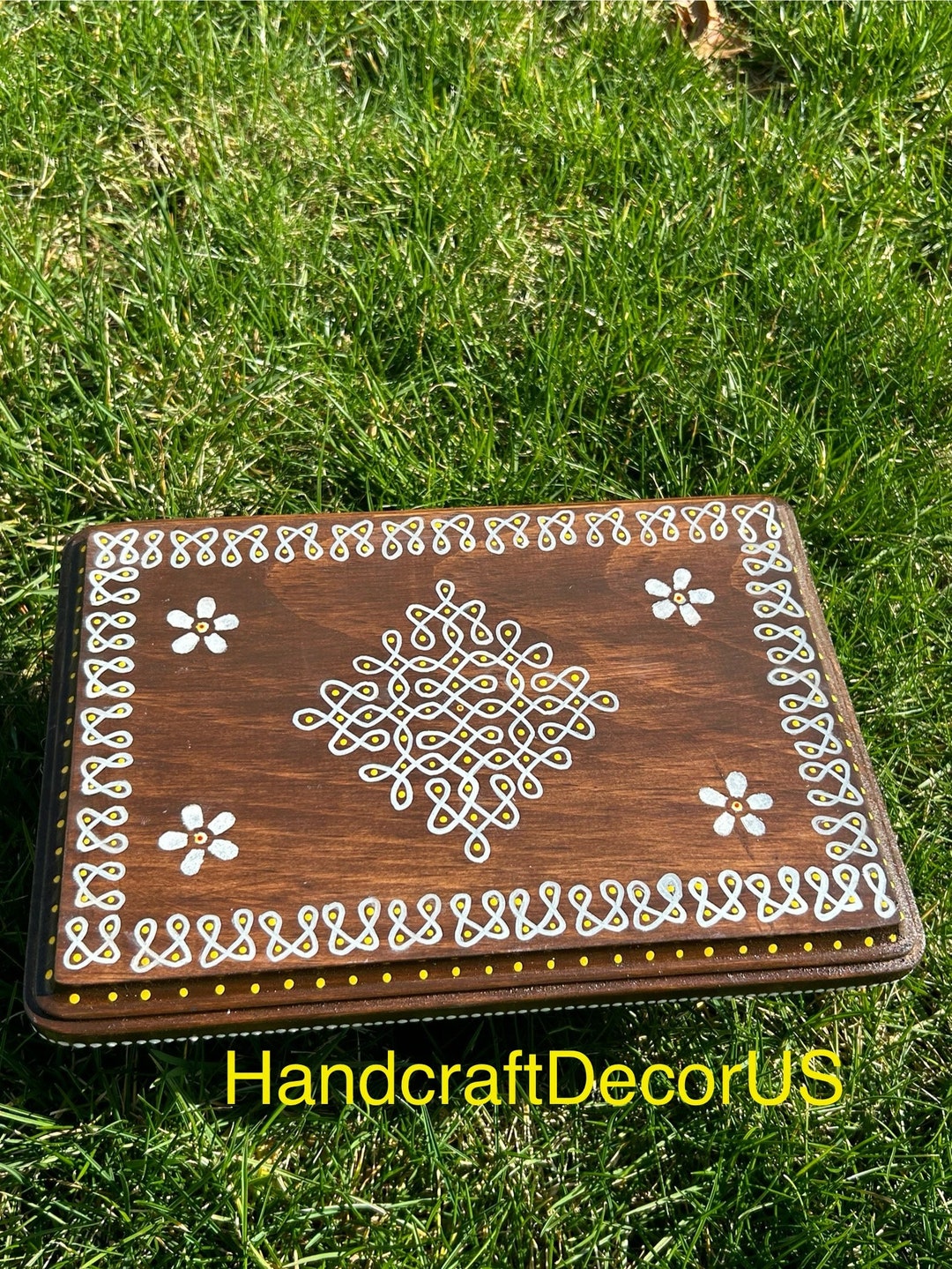 Kolam Wood Stained Floor Stool(peeta)_poojaroomdecor _festival Decor ...