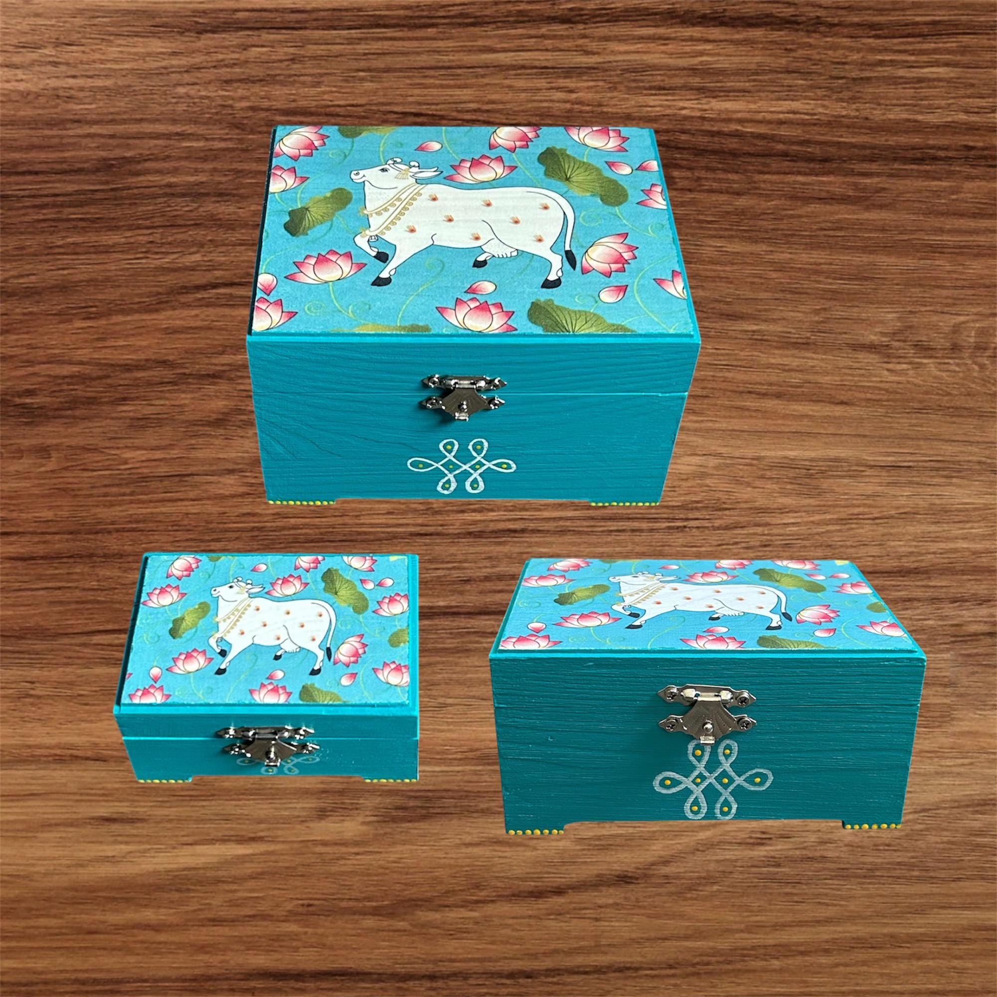 Handcrafted Pichwai Cow Wooden Box: Indian Trinket Box - Etsy