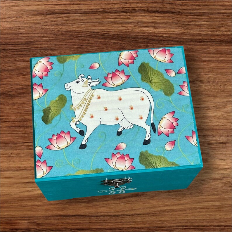 Handcrafted Pichwai Cow Wooden Box: Indian Trinket Box, Return Gifts ...