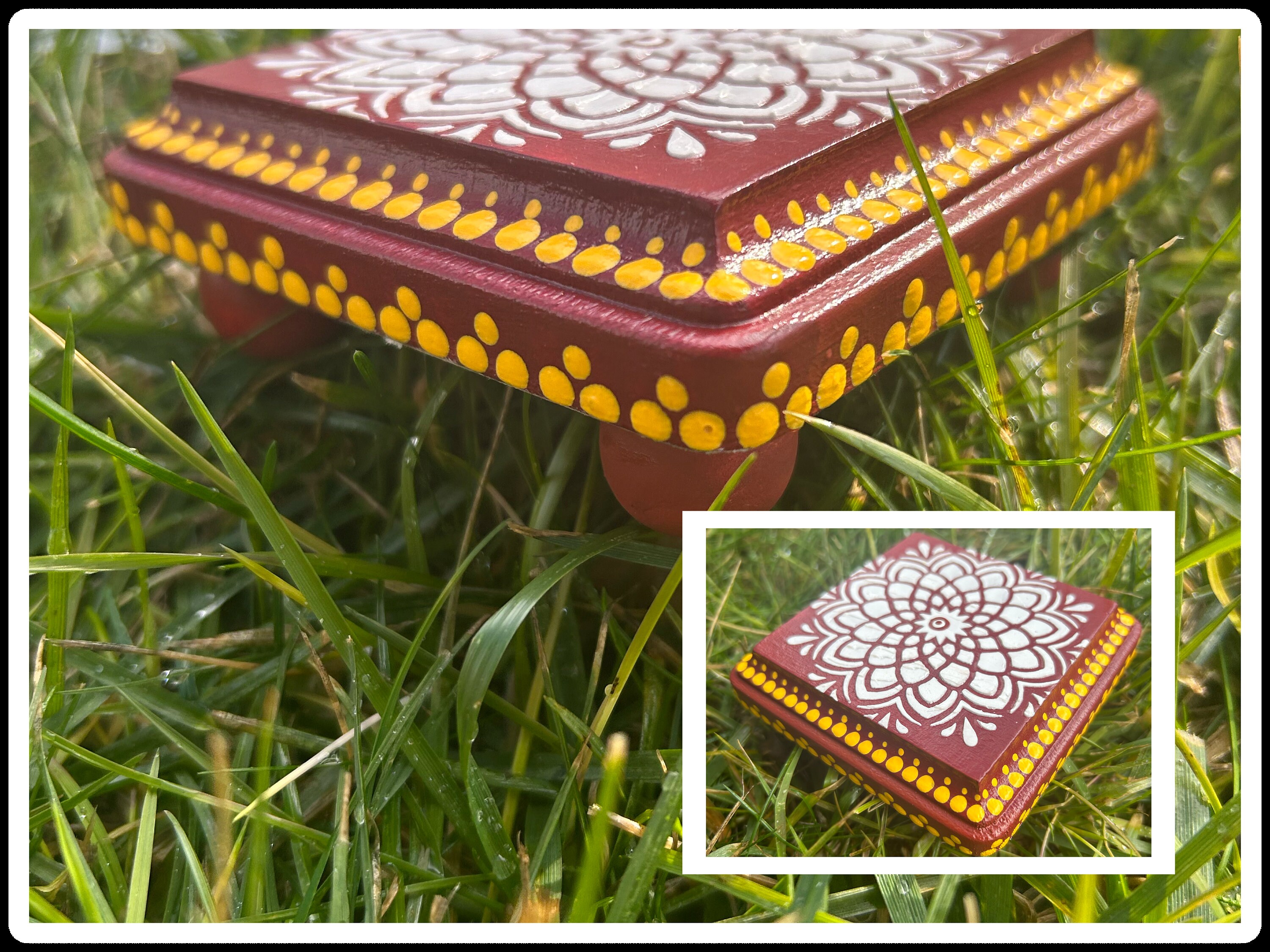 Round Chowki/wood Riser / Kolam Manai Chowki #muggu #rangoli - Etsy