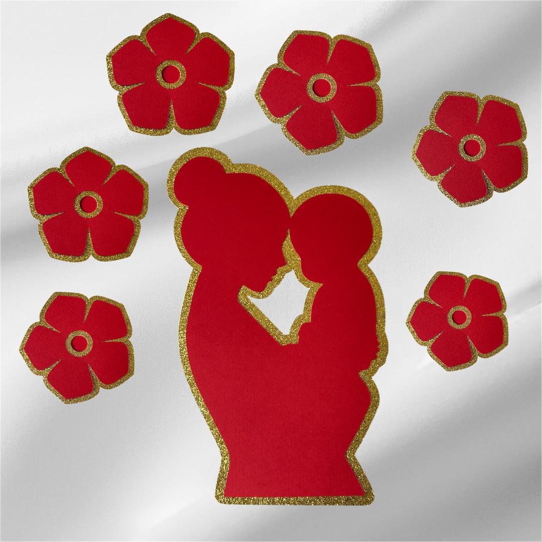 Seemantham Decor: Red & Gold Mom and Baby Cutout, Baby Shower - Etsy