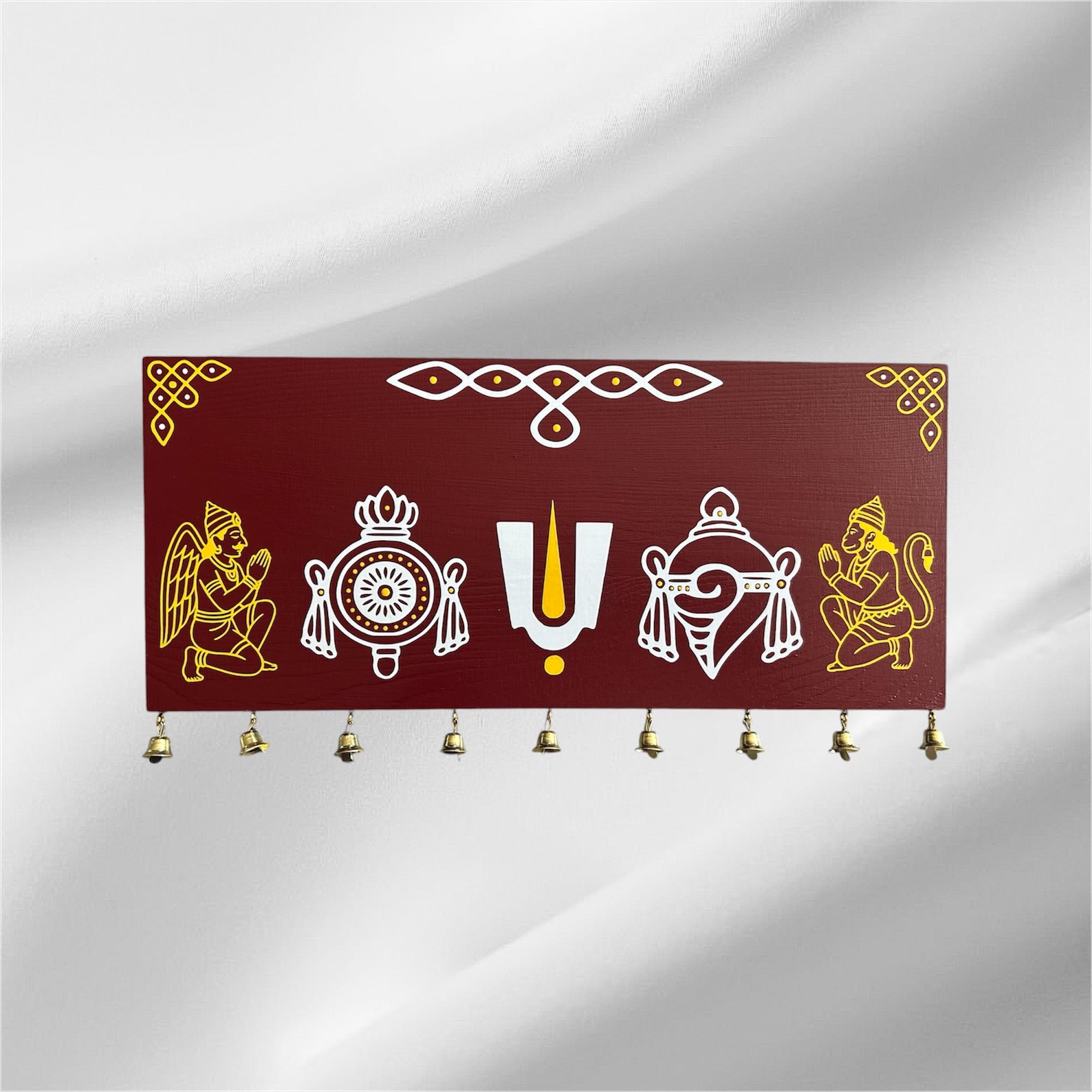 Shankh Chakra Namam Wooden Wall Panel: Indian Pooja Decor, Hanuman ...