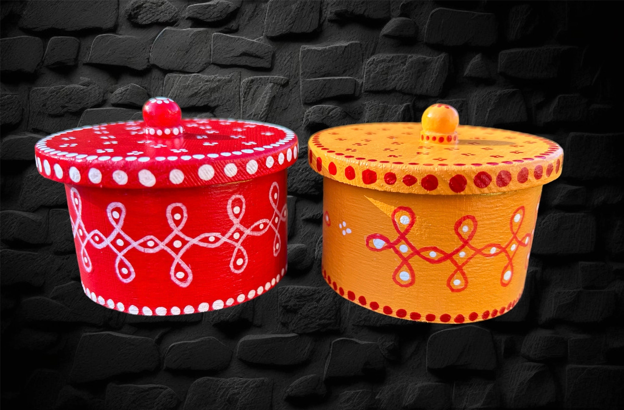 Kolam on Wooden Set Boxes Home Decor-return Gift-housewarming Gift ...