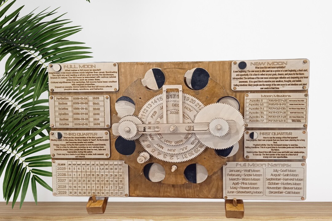 Unique Lunar Calendar With Rotating Clock Mechanism, Moon Phases ...