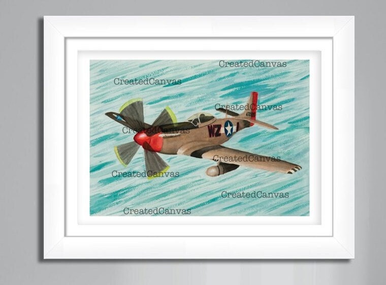 Airplane, P-51, Mustang, Art Print, Painting, Art, Wall Art Print, Wall ...