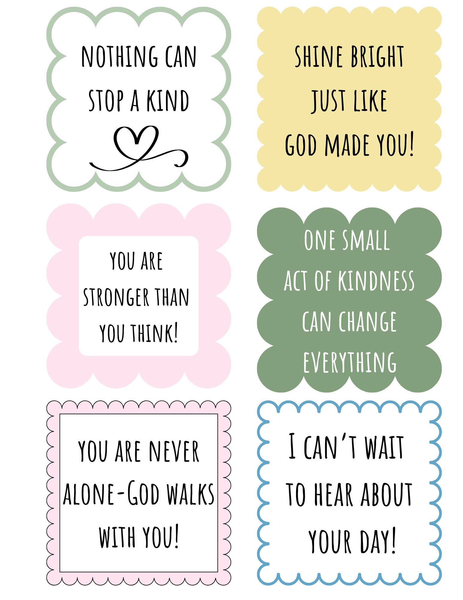 Printable Christian Lunchbox Notes for Kids – Encouraging Bible Verses ...
