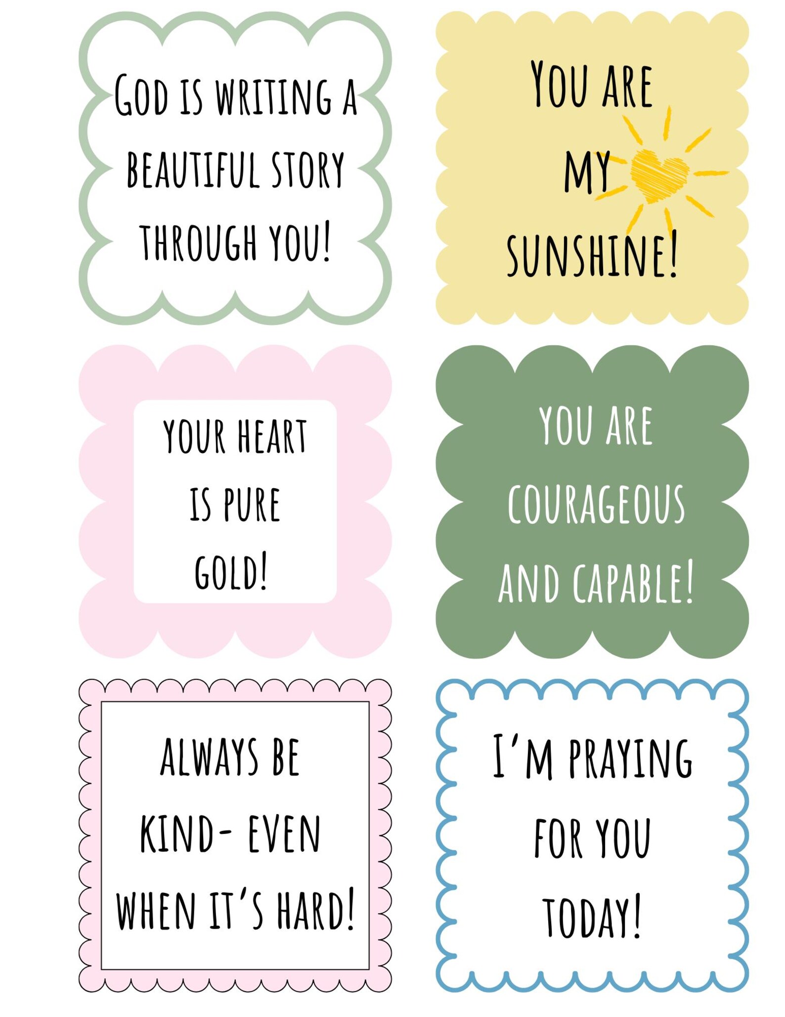 Printable Christian Lunchbox Notes for Kids – Encouraging Bible Verses ...
